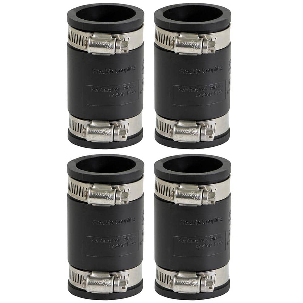 PLUMBFLEX 1 in. PVC Flexible Coupling with Stainless Steel Clamps (Pack ...