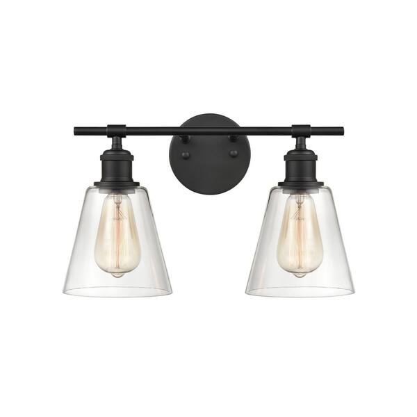 Titan Lighting Curvato 16 in. W 2-Light Matte Black Vanity Light HD ...