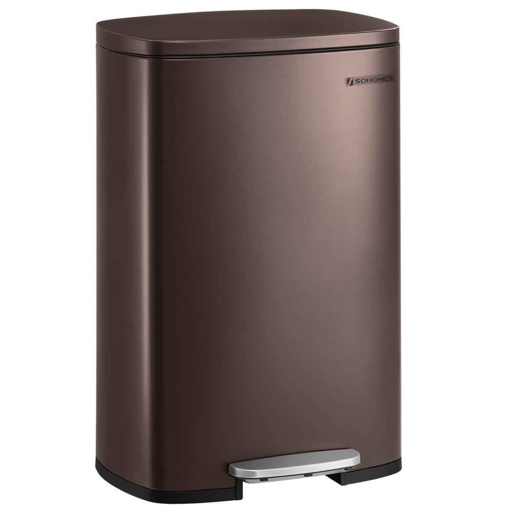 ITOPFOX Kitchen 13.2 Gal. Brown Metal Household Trash Can Step Lid ...