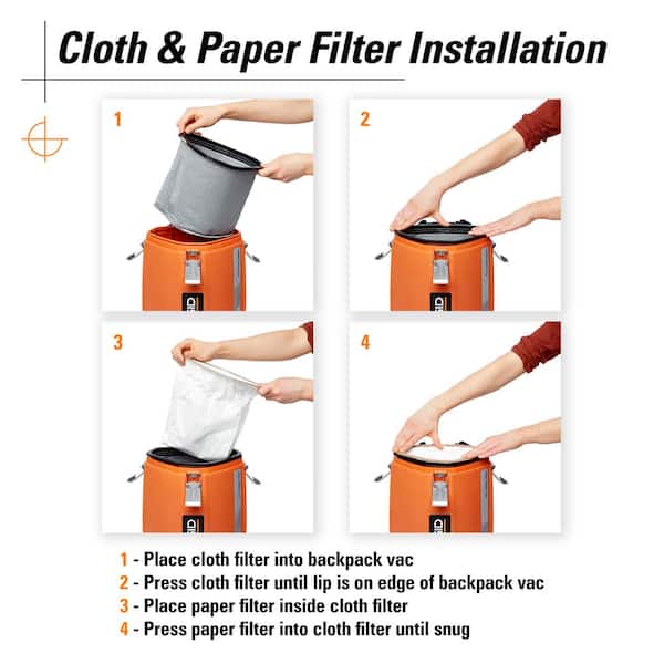 RIDGID 6 Qt. (1.5 Gal.) NXT Backpack Vacuum Cleaner with Filters and ...