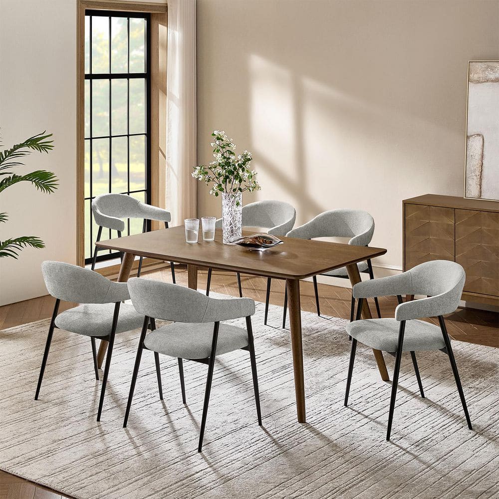 JAYDEN CREATION Andres Grey Polyester Modern Dinning Chair (Set of 6 ...