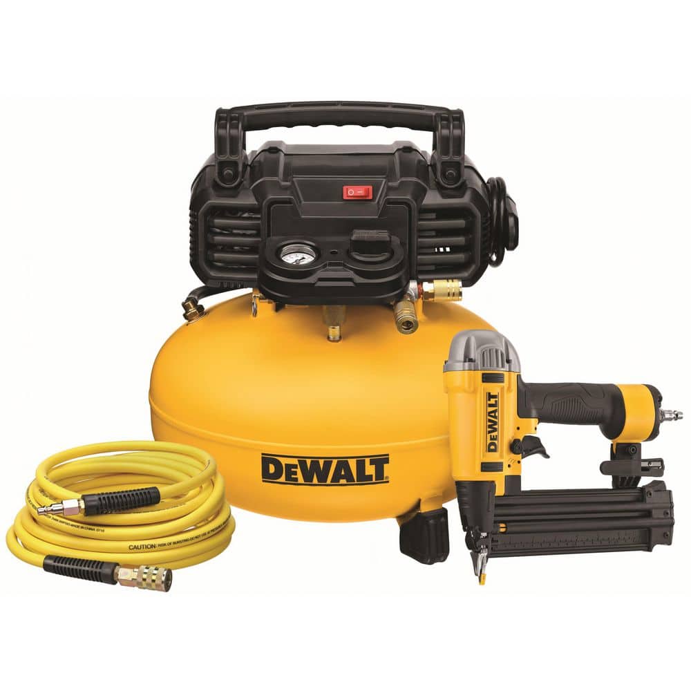 DEWALT 6 Gal. 165 PSI18-Gauge Brad Nailer and Heavy-Duty Pancake ...
