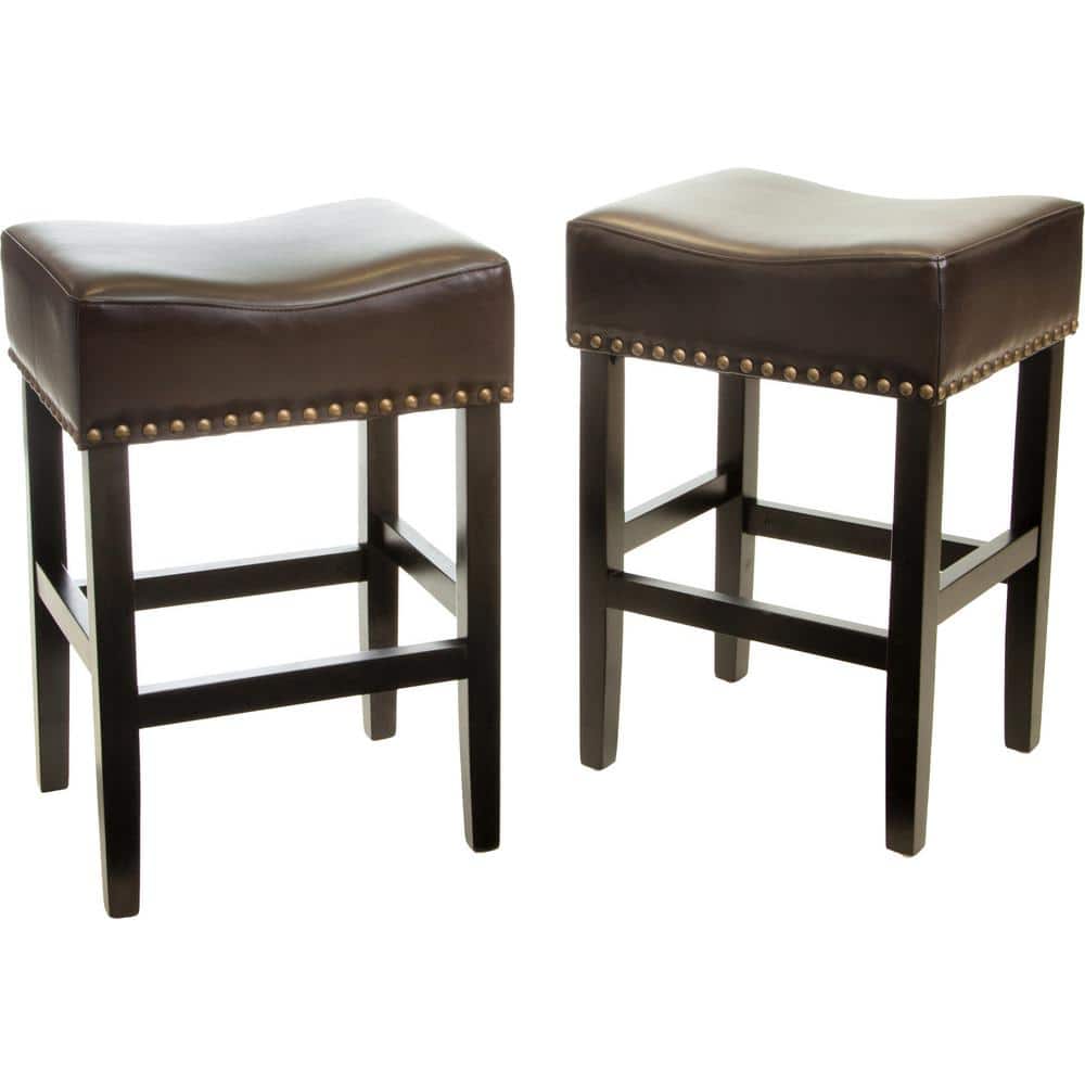 Noble House Lisette 26 in. Brown Cushioned Counter stool (Set of 2 ...