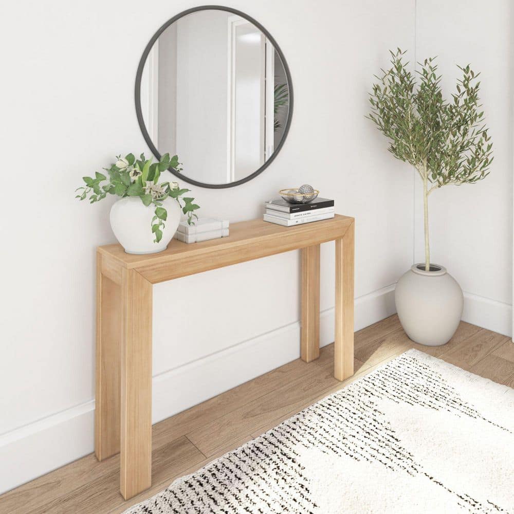PLANK+BEAM Modern 46 in. Blonde Rectangle Wood Console Table 230241-010 ...