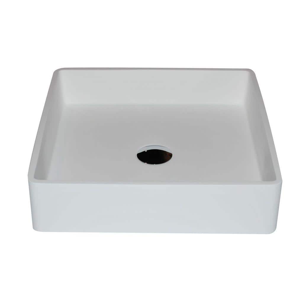 ANZZI Passage Square 1-Piece Man Made Stone 15.75 in W Vessel Sink with ...