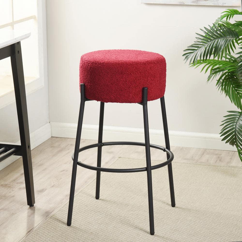 StyleCraft Soloist 29 in. Black Backless Metal Bar Stool with Fabric ...