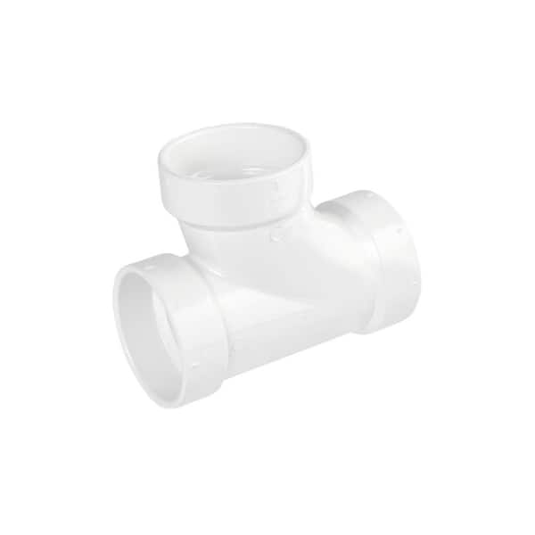 PLUMBFLEX 4 in. Rigid PVC DWV Drain Waste Vent Sanitary Tee Hub, 0.33 ...