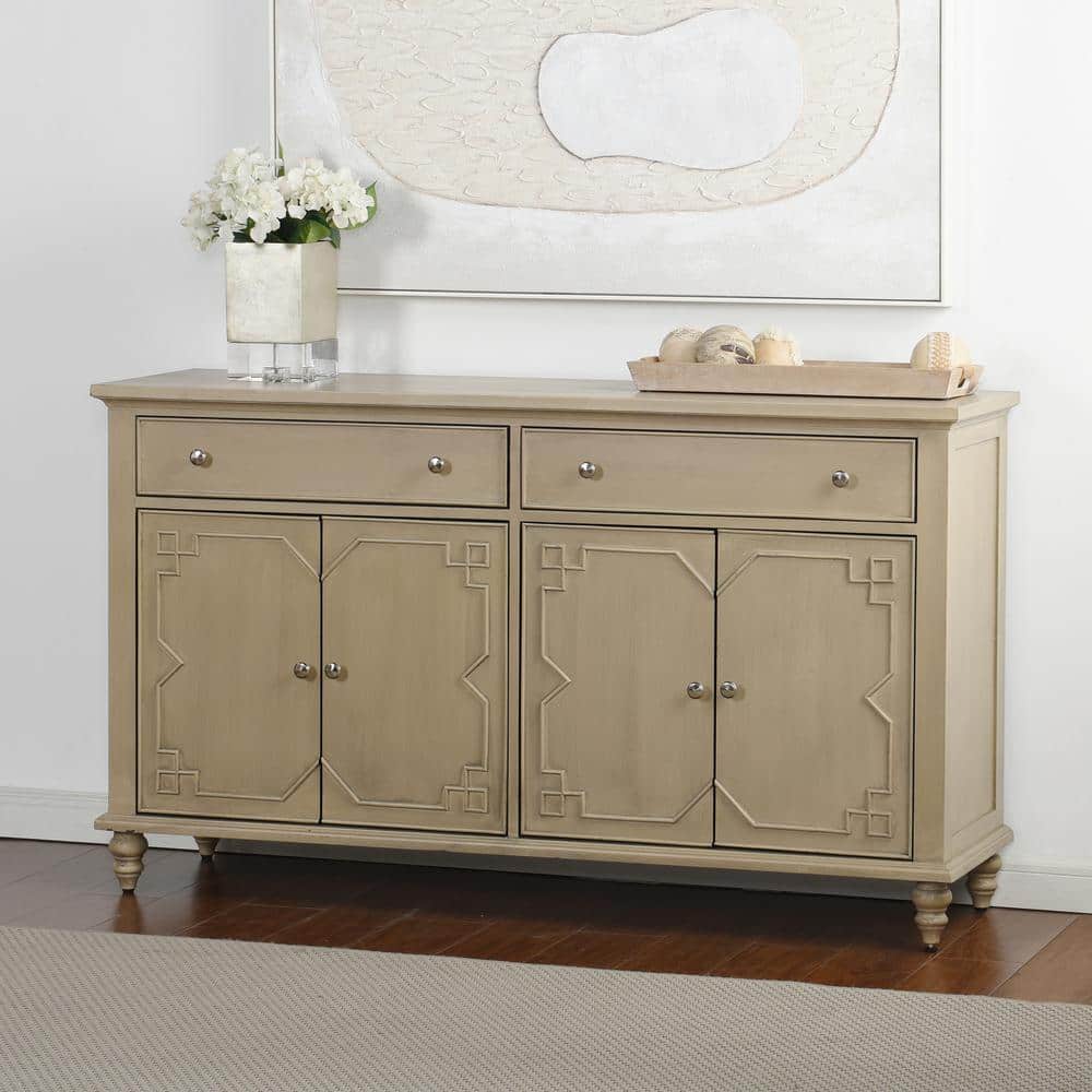 StyleCraft Crawford Beige Brushed MDF 59 in. Sideboard with Drawers ...
