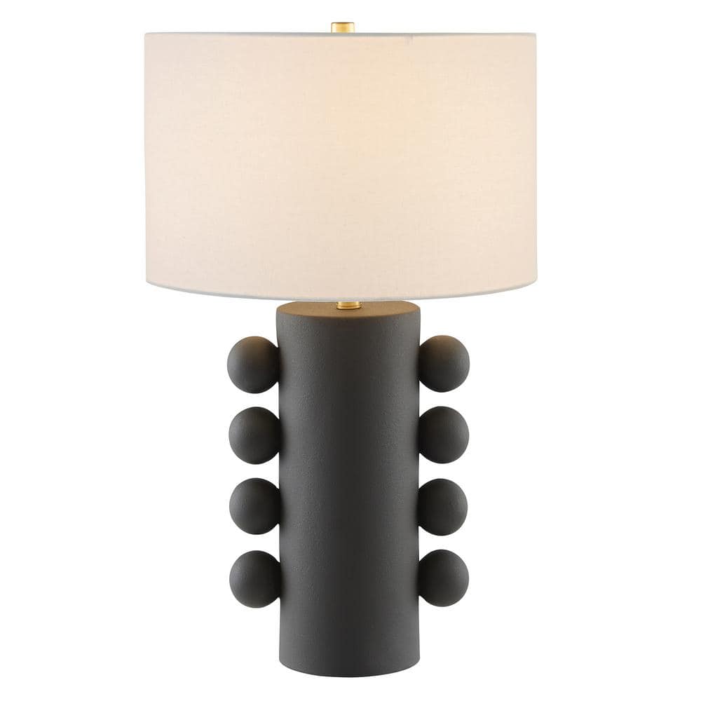Meyer&Cross Jurrah 26.75 in. Matte Black Ceramic Table Lamp with Fabric Shade TL2218 - The Home ...