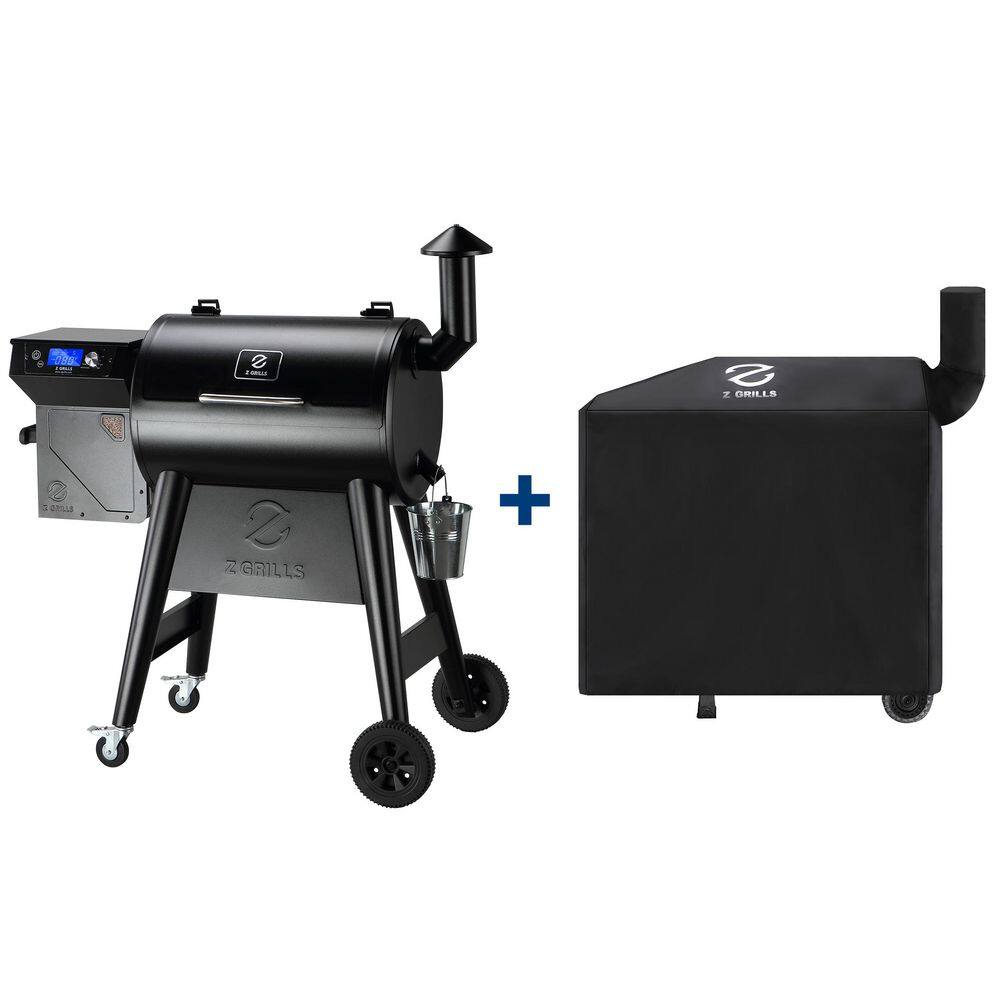 Z GRILLS 459 sq. in. Pellet Grill and Smoker in Black with Cover ZPG ...