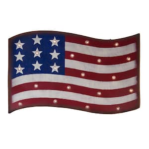 Glitzhome 13.94 in. H Marquee Patriotic LED Flag 1304004240 - The Home ...
