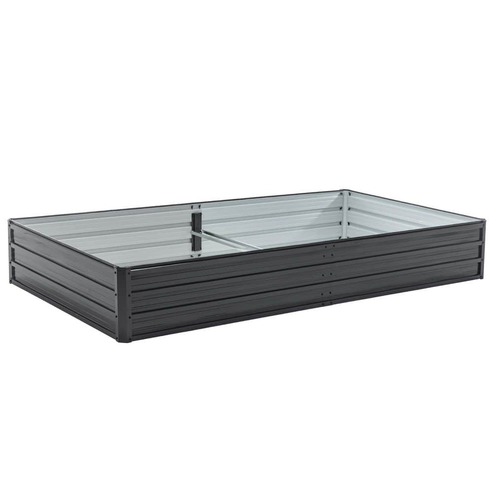 Black Galvanized Steel Mega Raised Garden Bed-8 x 4 x 1 ft. Open-Base ...