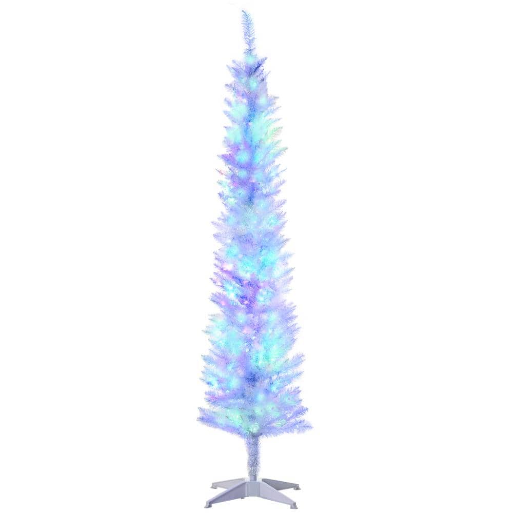 HOMCOM 6 ft. Tall Pencil Prelit Artificial Christmas Tree with 360 ...