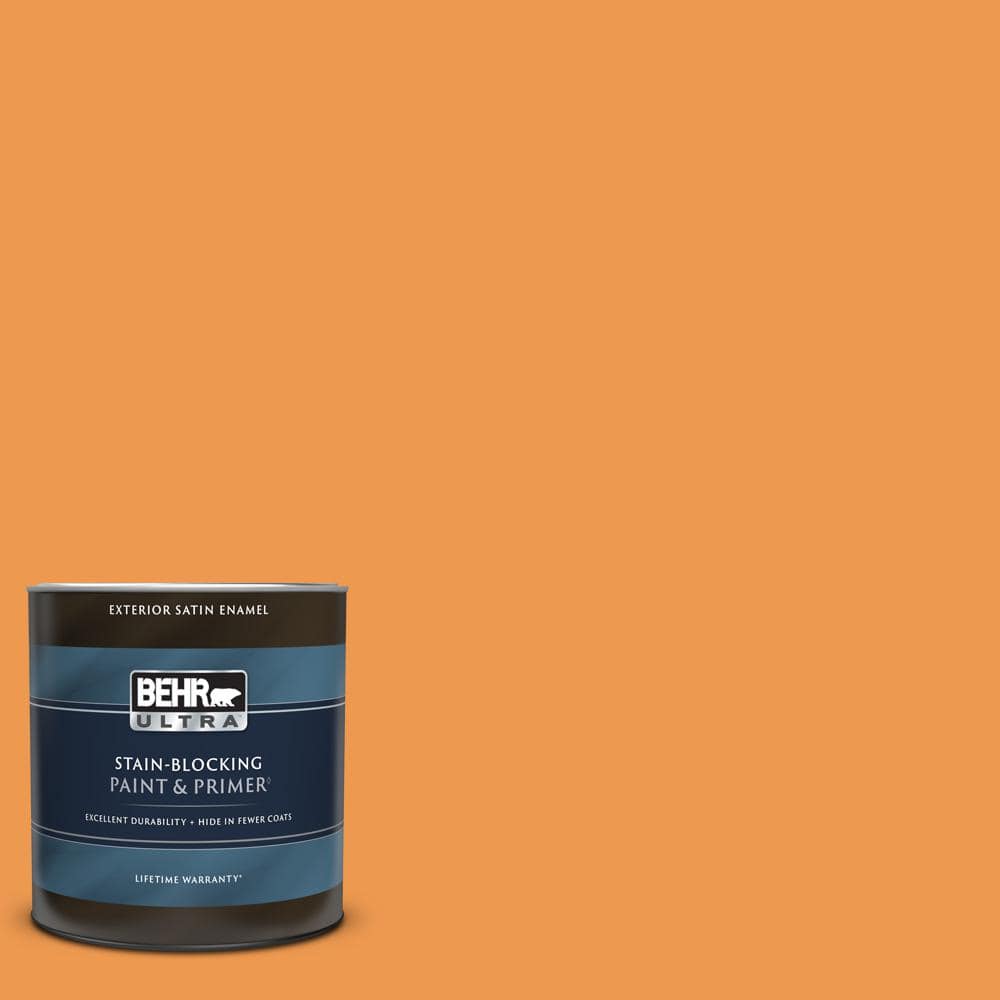 BEHR ULTRA 1 qt. #270B-6 Autumn Orange Satin Enamel Exterior Paint ...