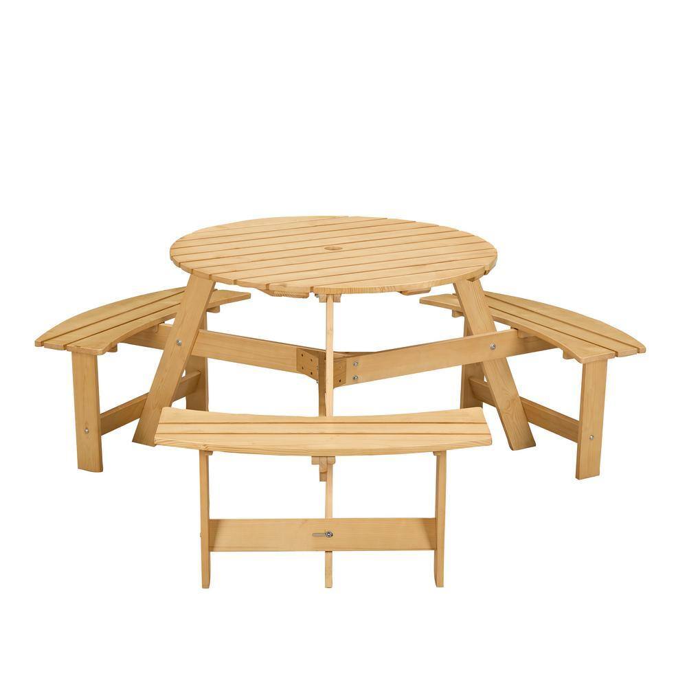 SOTEN RUGGED TABLET LLC 4 in 1-Piece Wood Outdoor Dining Set, 6-Person ...
