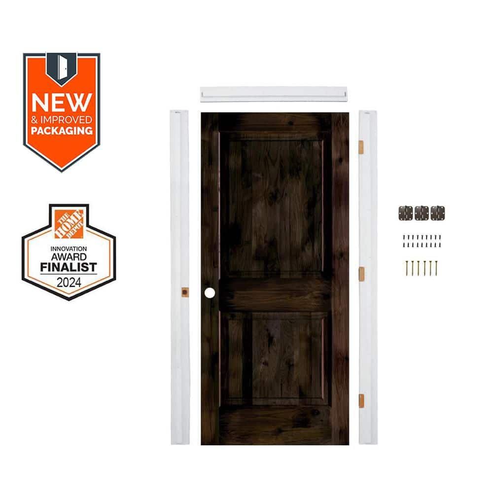 Krosswood Doors 28in.x80in. Knotty Alder Sq. Top Right-Hand Black Stain ...