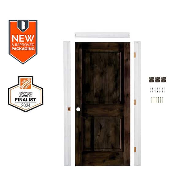 Krosswood Doors 28in.x80in. Knotty Alder Sq. Top Right-Hand Black Stain ...