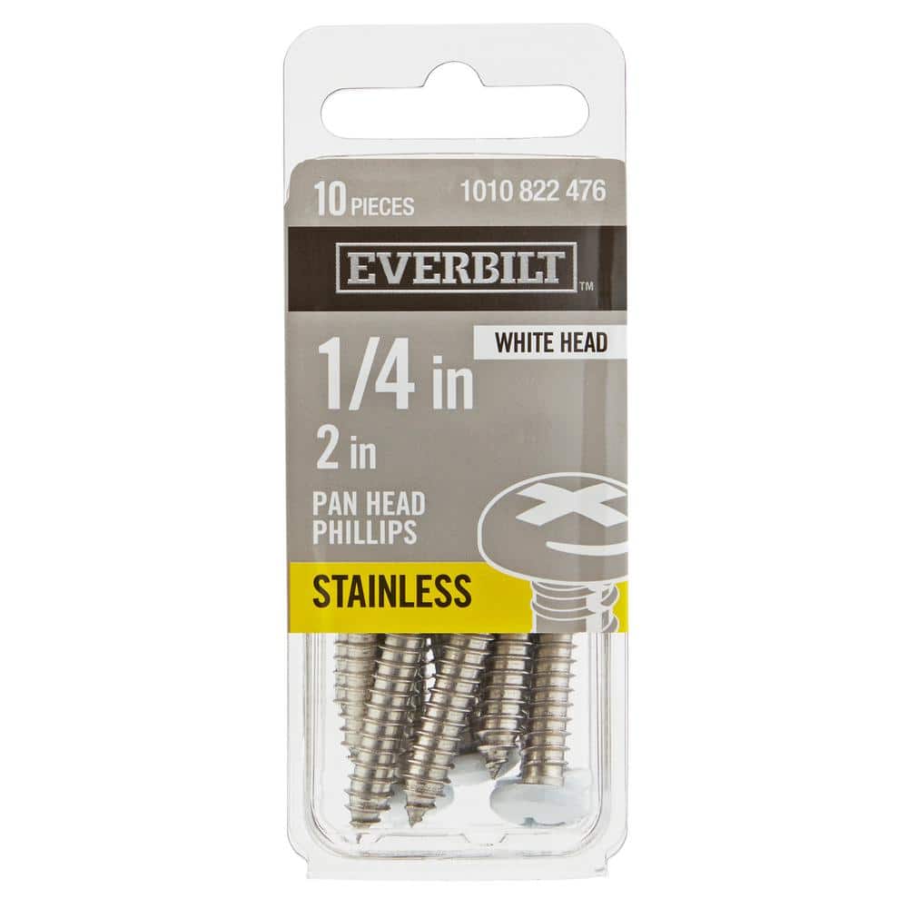 Everbilt 1/4 in. x 2 in. White Stainless Steel Phillips Pan Head ...