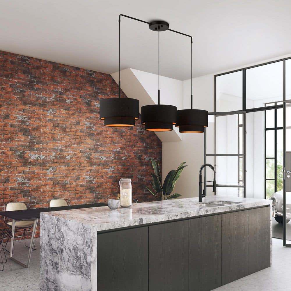 AVIANCE LIGHTING Clearbrook 3-Light Distressed Black Linear Chandelier ...