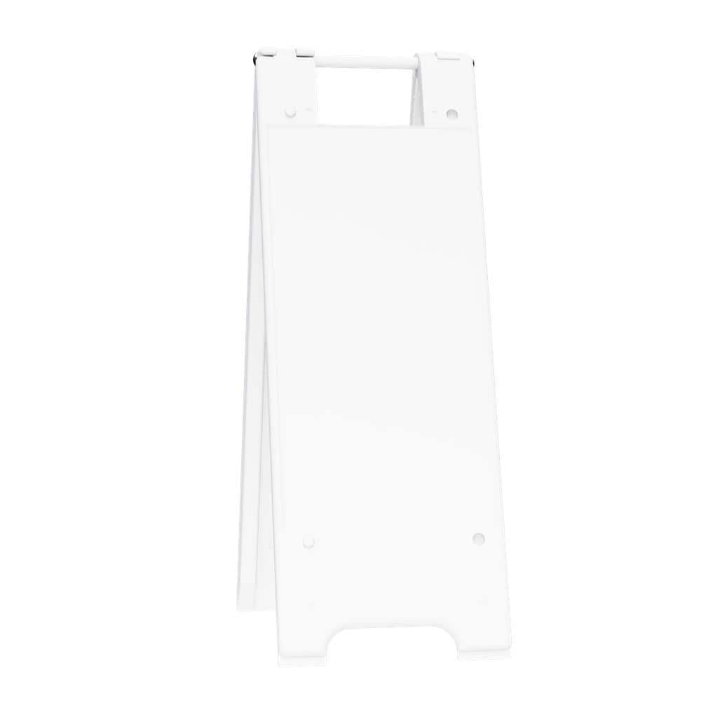 PLASTICADE Minicade 12 in. W x 24 in. H White Plastic Portable Foldable Double-Sided A-Frame ...