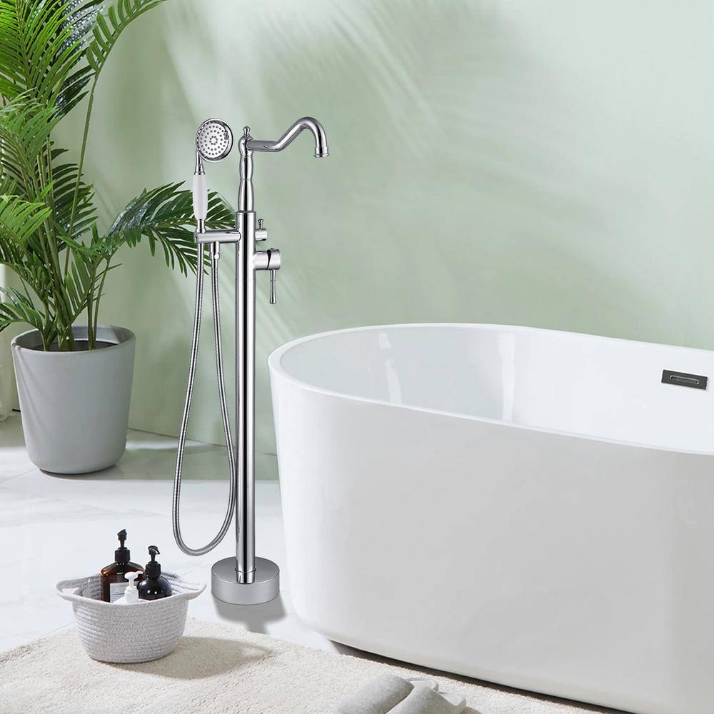 Satico 1-Handle Freestanding Floor Mount Tub Faucet Bathtub Filler with ...