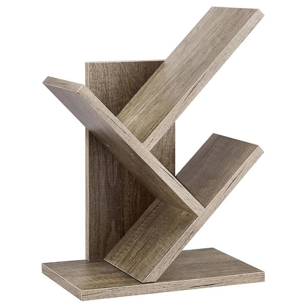 Greige 11.8 in. x 16 in. Wood Rustic 3-Tier Desk Display Shelf ...