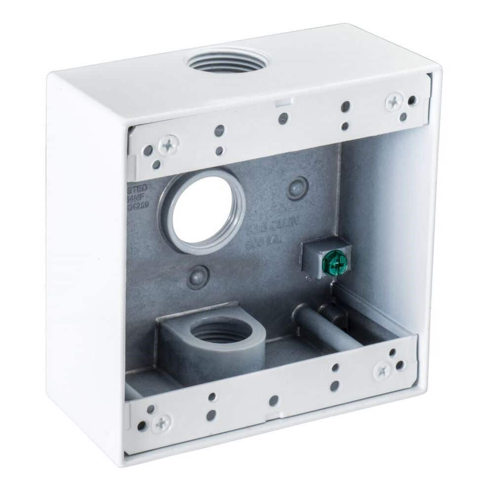 Southwire 3/4 in. Weatherproof 3-Hole Double Gang Electrical Box ...