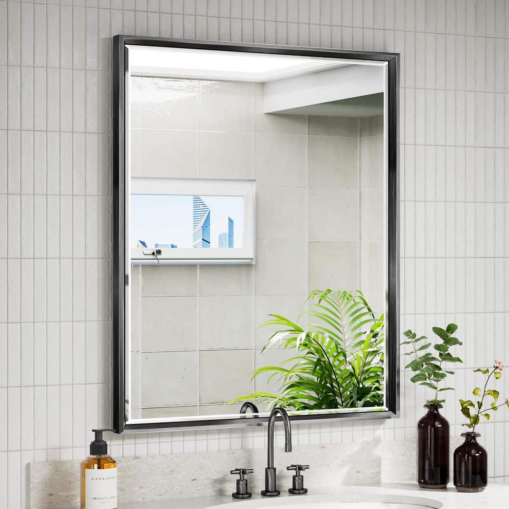 QueenFun OnaBella 30 in. W x 36 in. H Rectangular Aluminum Thin Framed ...