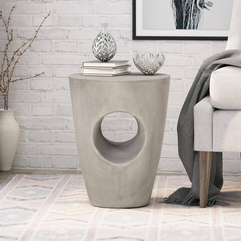 Noble House Sirius 14.5 in. x 18.5 in. Concrete Round Concrete Outdoor ...