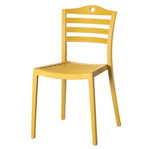 FABULAXE Modern Plastic Outdoor Dining Chair with Open Curved Back in ...