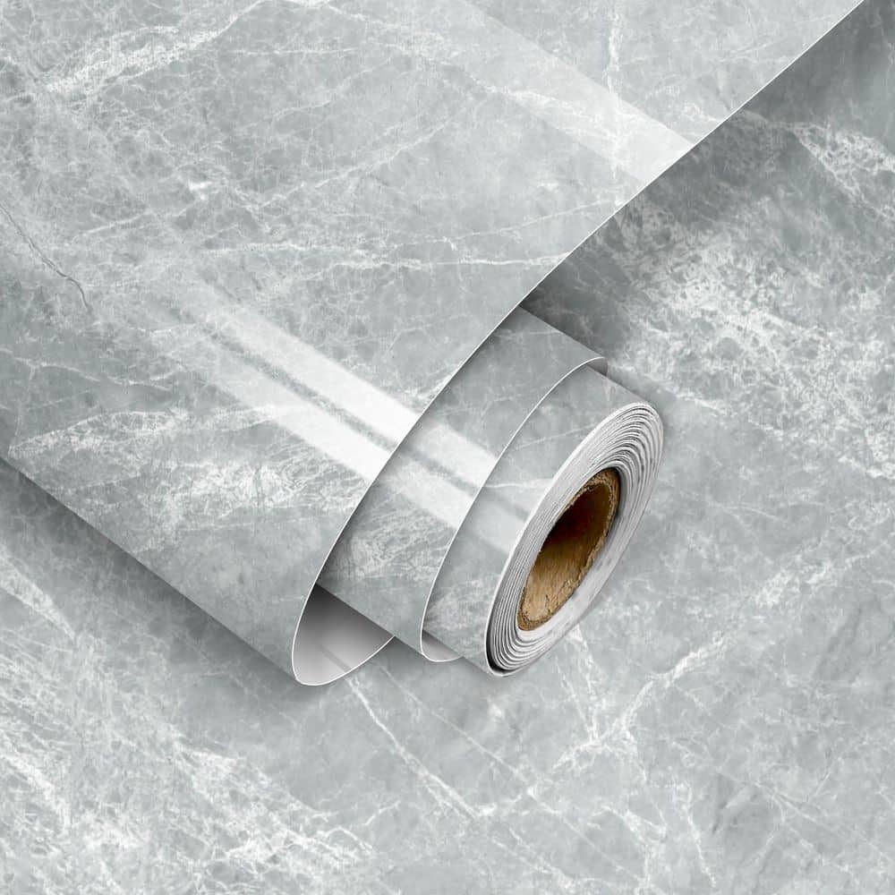 Pasco Grey Marble Peel and Stick Wallpaper Roll Countertop Contact ...