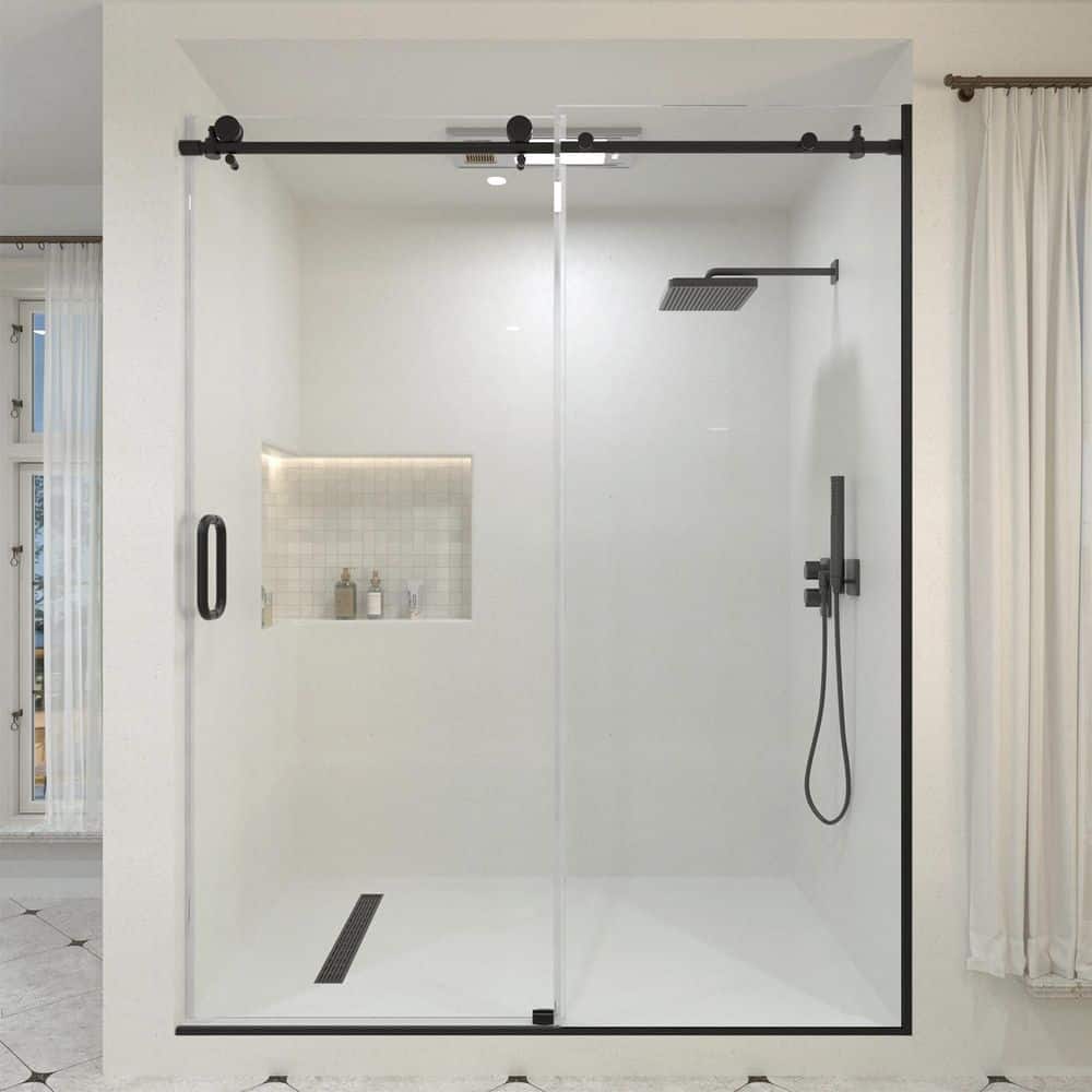 Hermitage Bath Ephemeral 60 in. W x 76 in. H Sliding Semi-Frameless ...
