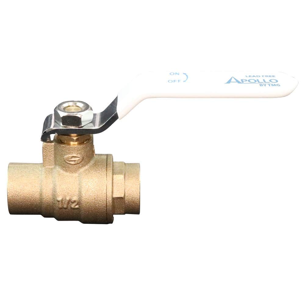 Apollo 1/2 in. x 1/2 in. Lead Free Forged Brass Sweat x Sweat Ball ...