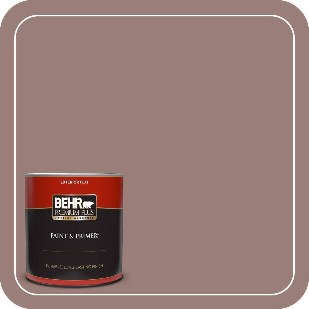 BEHR PREMIUM PLUS 1 qt. #180F-5 Cougar Flat Exterior Paint & Primer ...