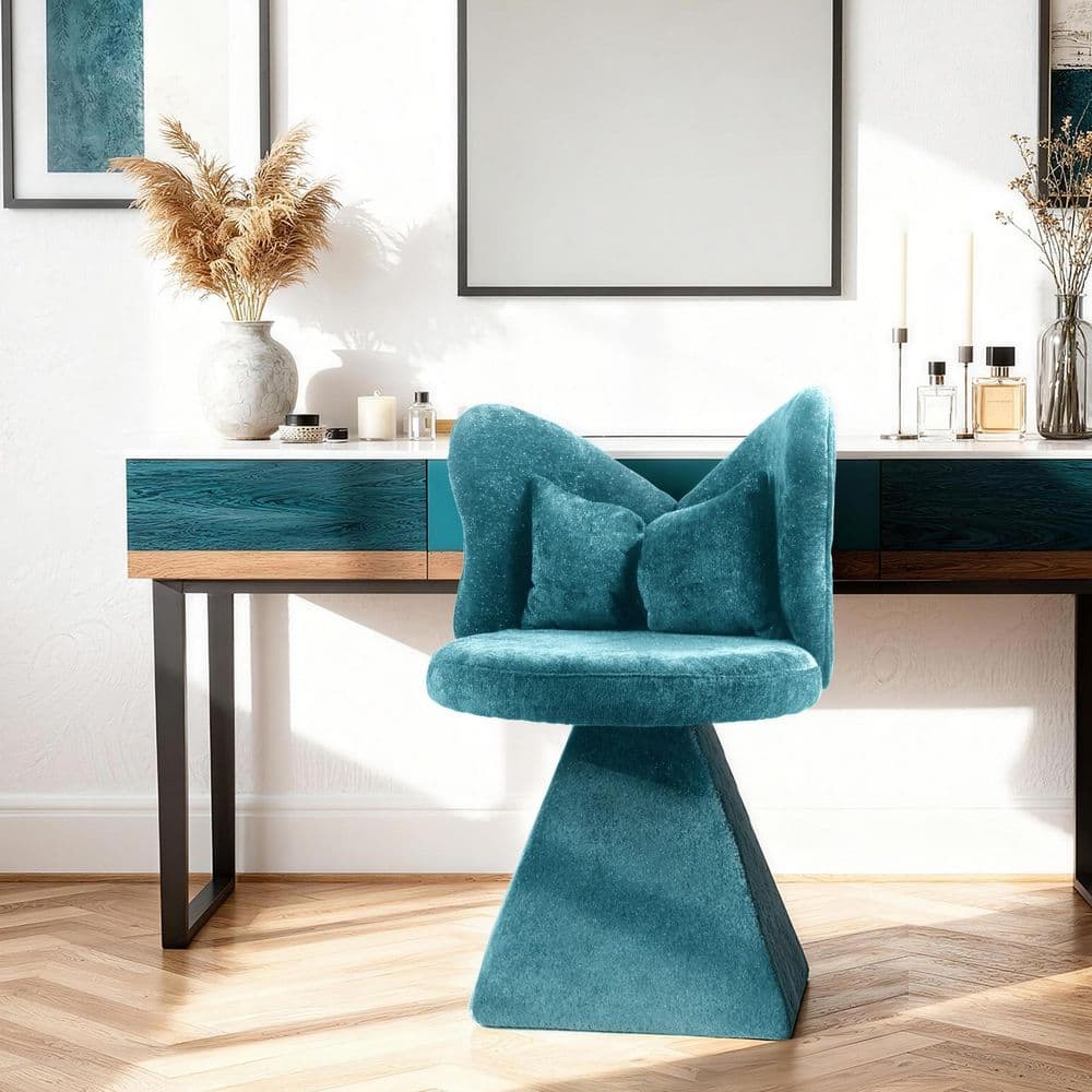 Seafuloy Blue Velvet Swivel Accent Chair with Butterfly Back ...
