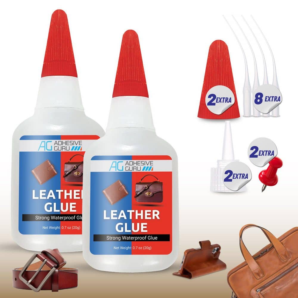 AG ADHESIVE GURU AG Leather Glue 1.4 oz.-Clear Fast-Setting Adhesive with Precision Tips for ...
