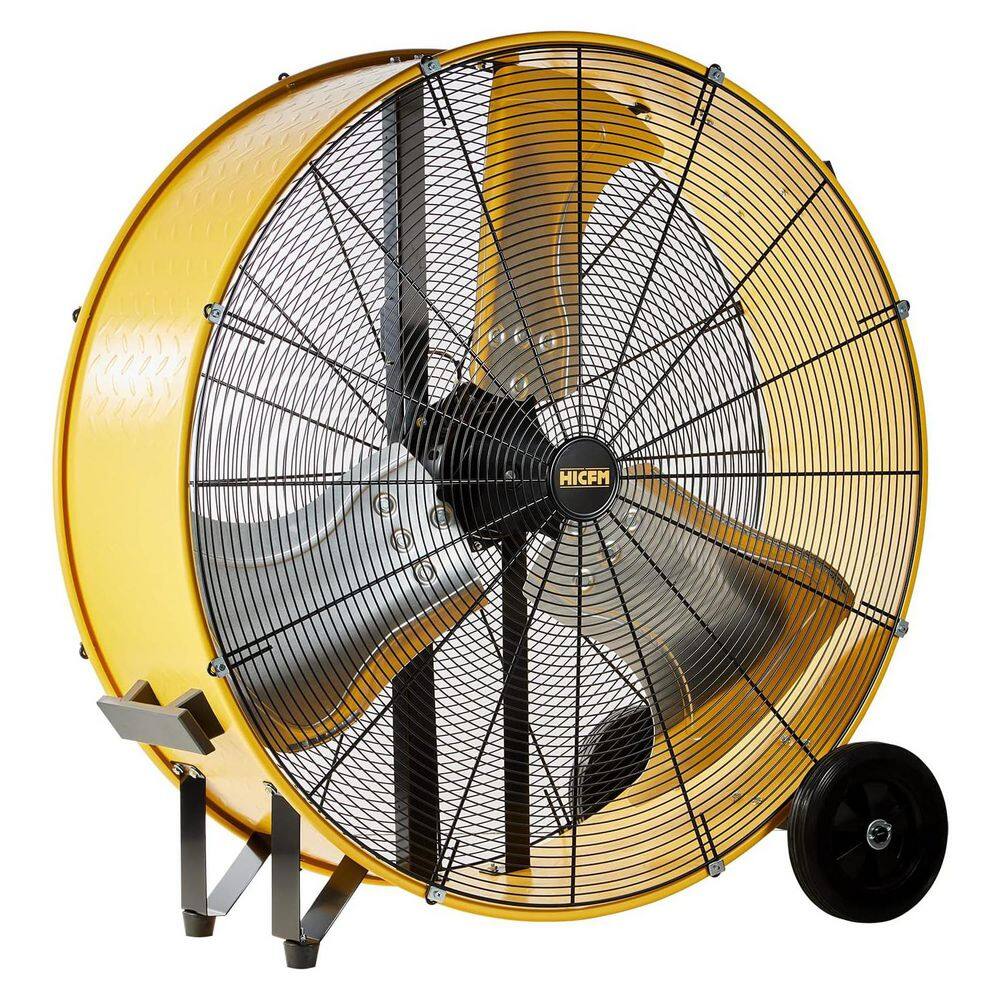 WOCK HICFM 36 in. Yellow Industrial Drum Fan, 21100 CFM, 2-Speed, 4/5 ...