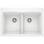 Blanco DIAMOND Dual Mount Granite Composite 33 in. 1-Hole 50/50 Double ...