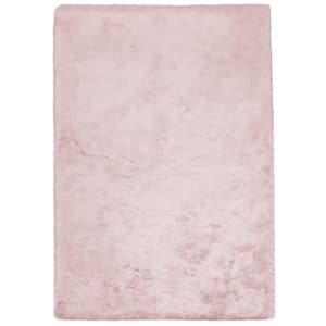 Nourideaux Pink 3 ft. x 5 ft. Fuzzy Faux Rabbit Fur Rug Plush Fluffy ...