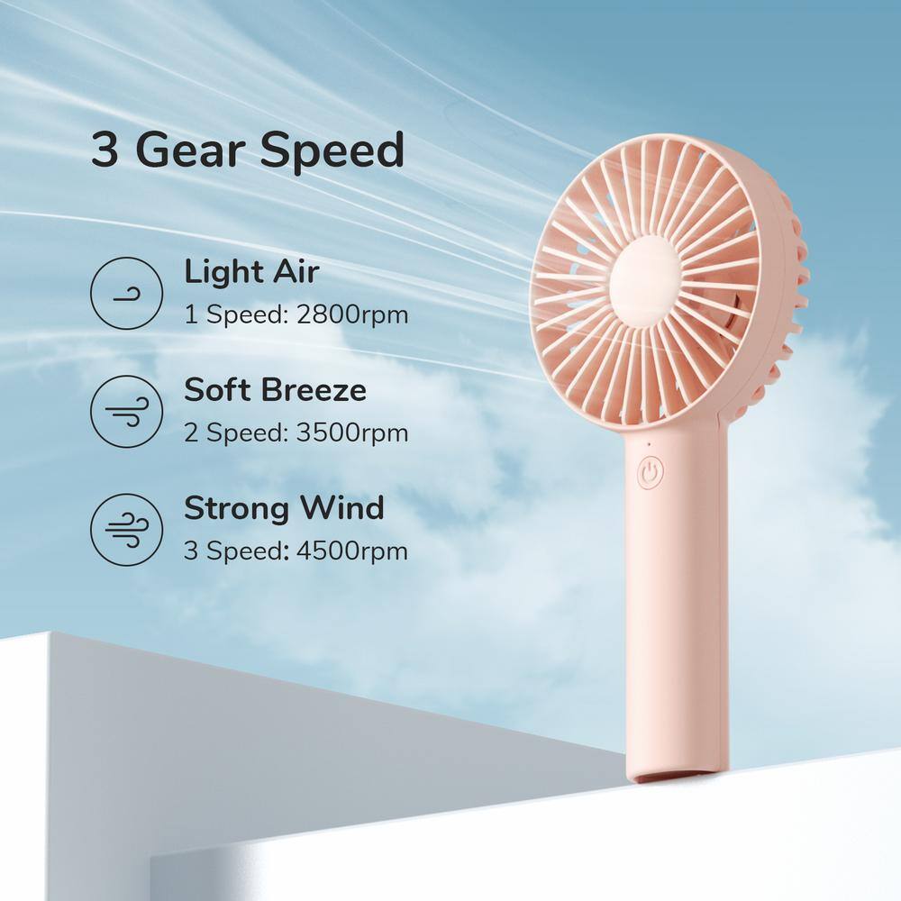 JISULIFE 7.7 in. 3 Speeds Personal Fan in Pink FA21 - The Home Depot