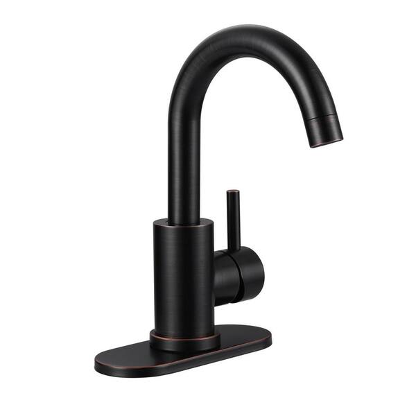 ALEASHA Sleek Stainless Steel Bar Faucet with 360° Swivel Spout in Oil ...
