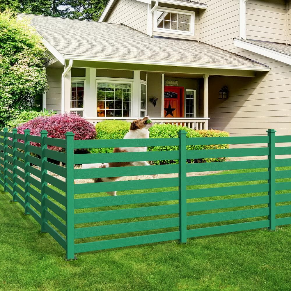 LUE BONA Ares 38 in. x 46 in. Green Garden Fence W/Post And No-Dig ...