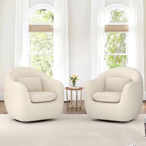 LUE BONA Muro Beige Fabric 360° Swivel Accent Armchair Modern ...