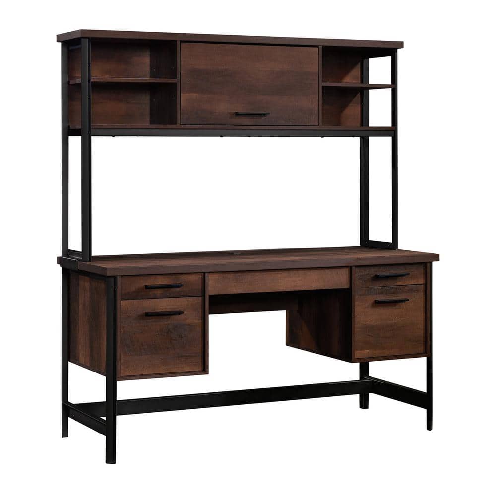 SAUDER Briar Brook 60 in. Barrel Oak Computer Desk with Hutch 443699 ...