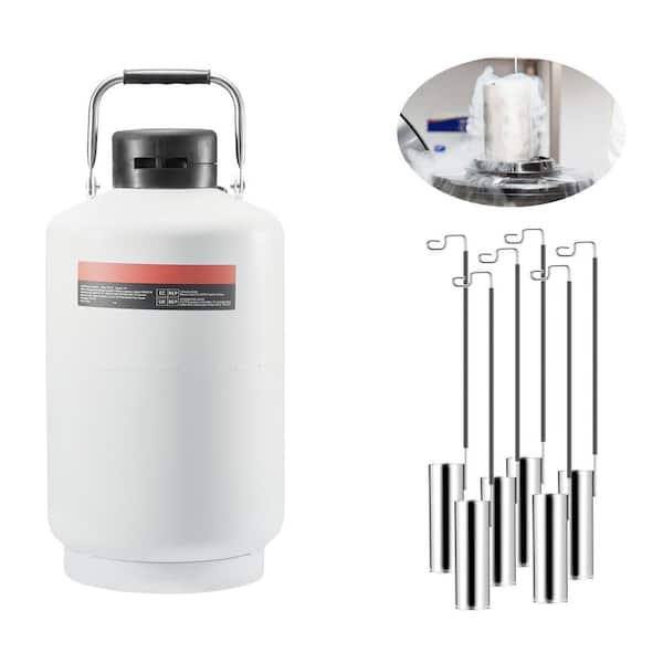 SVOPES 10 L Liquid Nitrogen Tank, Aluminum Alloy Dewar with 6-Canisters, Carry Bag and Straps ...
