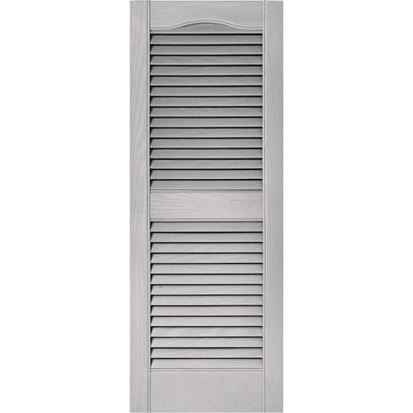 Builders Edge 15 in. x 39 in. Louvered Vinyl Exterior Shutters Pair in ...