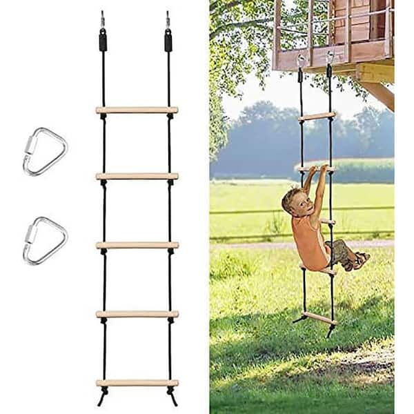 Afoxsos 5.58 ft in. Rope Ladder with 2 Hooks for Kids Climbing, Trapeze ...