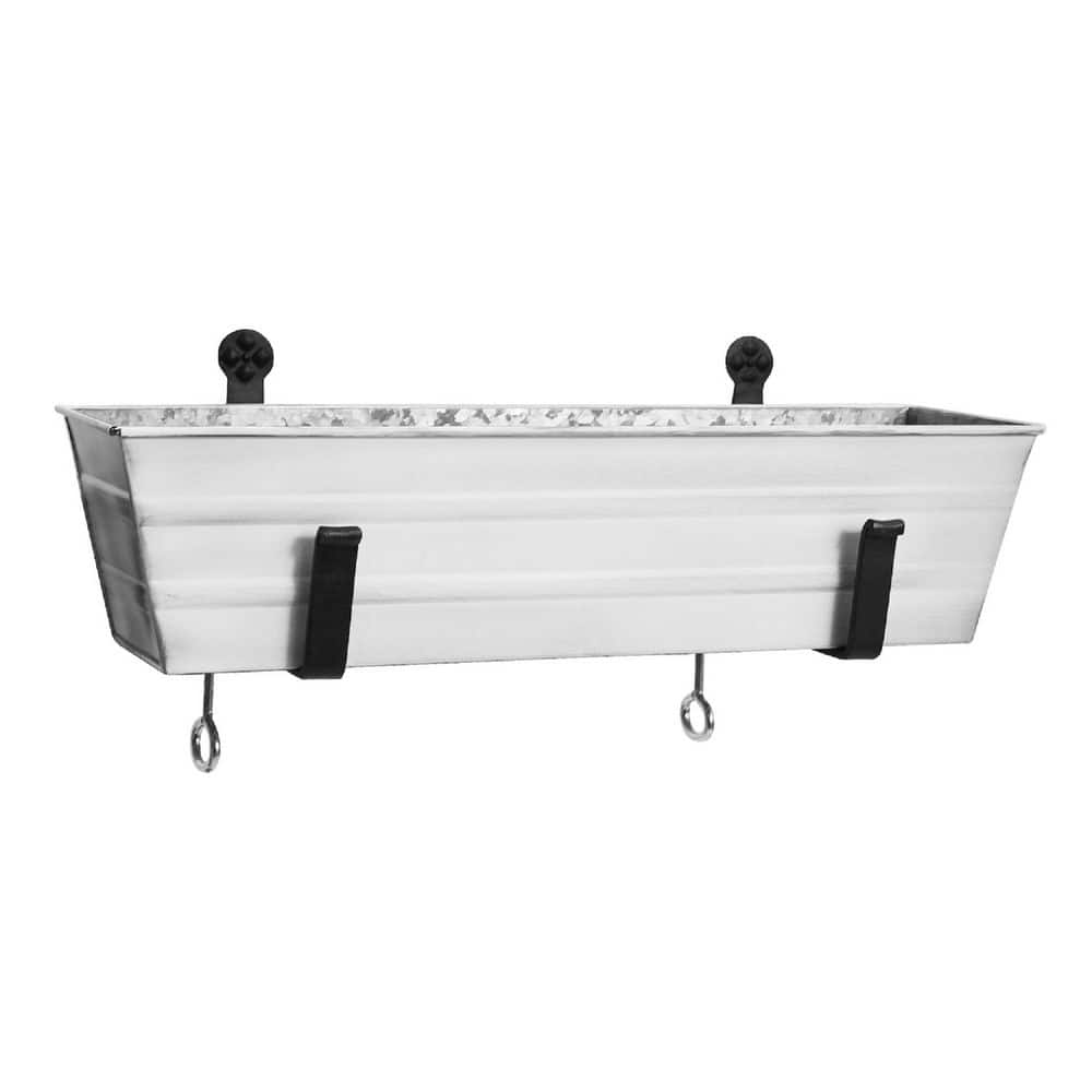 ACHLA DESIGNS 22" W Rectangle Whitewashed Galvanized Steel Flower Box w ...