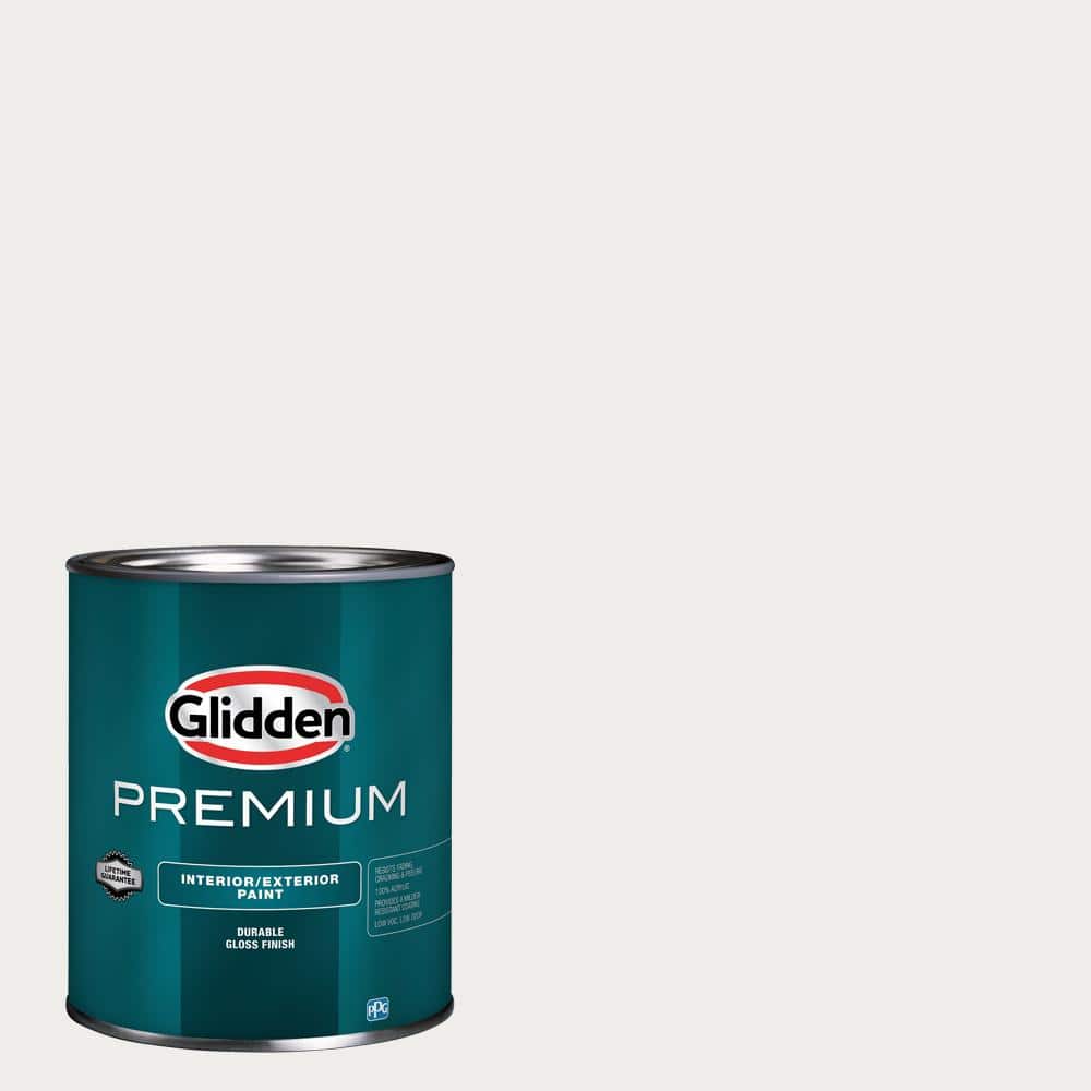 Glidden Premium 1 qt. Snow Storm PPG1172-1 High Gloss Interior/Exterior ...