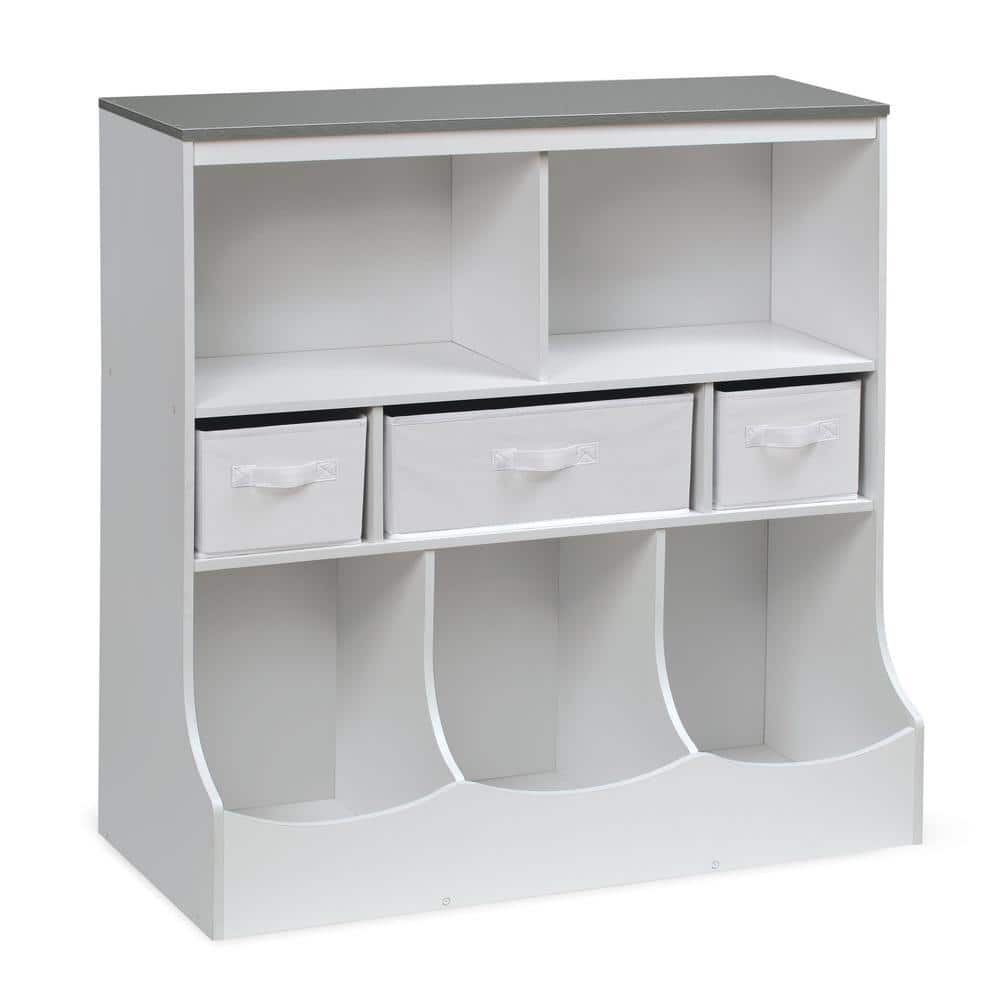 Badger Basket Solid White/Woodgrain Gray Combo Bin Storage Unit with ...